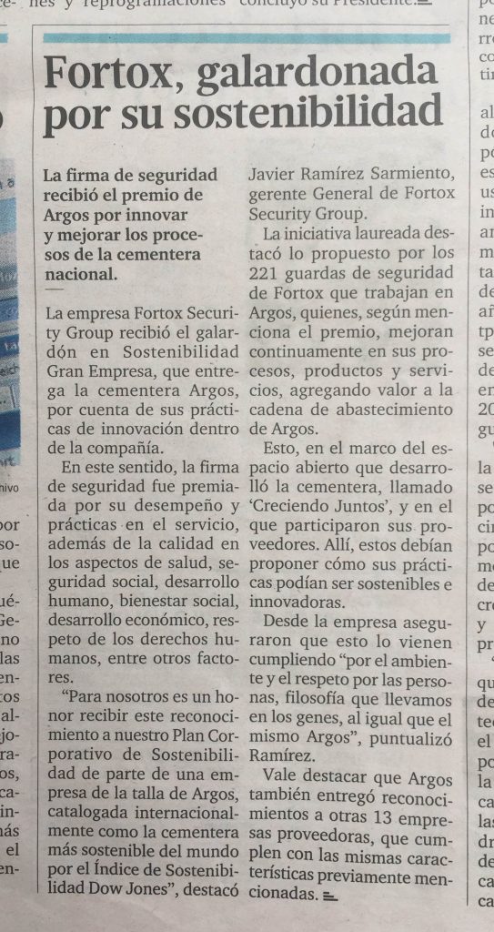 2016 - Portafolio: Fortox galardonada por su sostenibilidad - Fortox ...